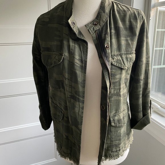 Sanctuary | Jackets & Coats | Sanctuary Camo Shirt Jacket Raw Edge ...
